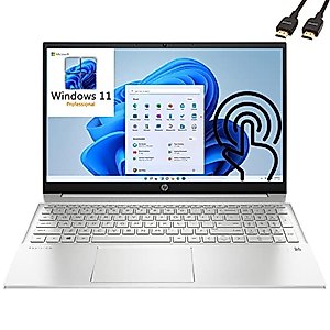 HP 2023 Pavilion 15 15.6" Touchscreen FHD Business Laptop, 12th Gen Intel 10-Core i7-1255U, 32GB DDR4 RAM, 1TB PCIe SSD, WiFi 6, Bluetooth 5.3, Backlit Keyboard, FR, Windows 11 Pro, BROAG HDMI Cable