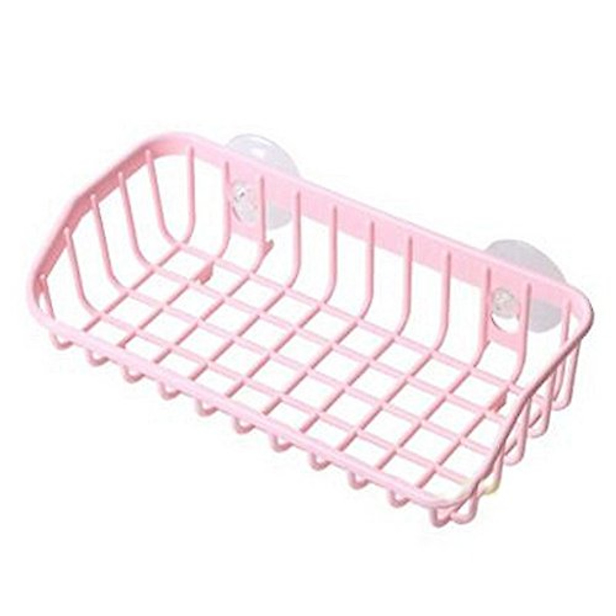 Gnc33Ouhen Double Suction Cup Sink Sponge Soap Toothbrush Cup Holder Kitchen Bathroom Drain Storage Rack Pink