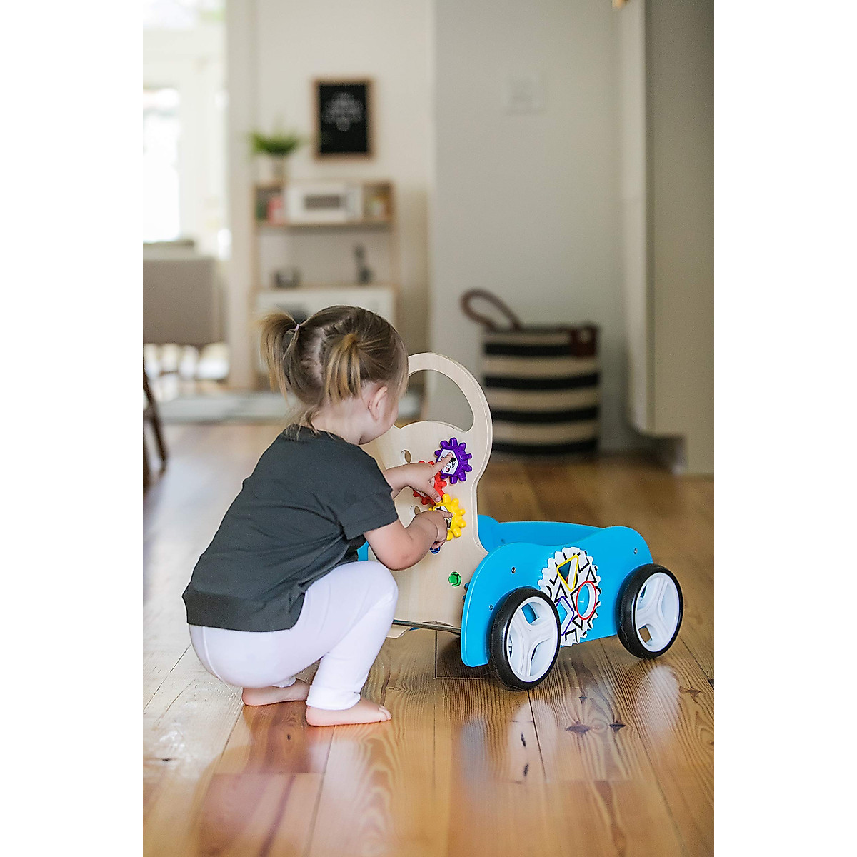 Baby Einstein Discovery Buggy Wooden Activity Walker & Wagon, Ages 12 Months +