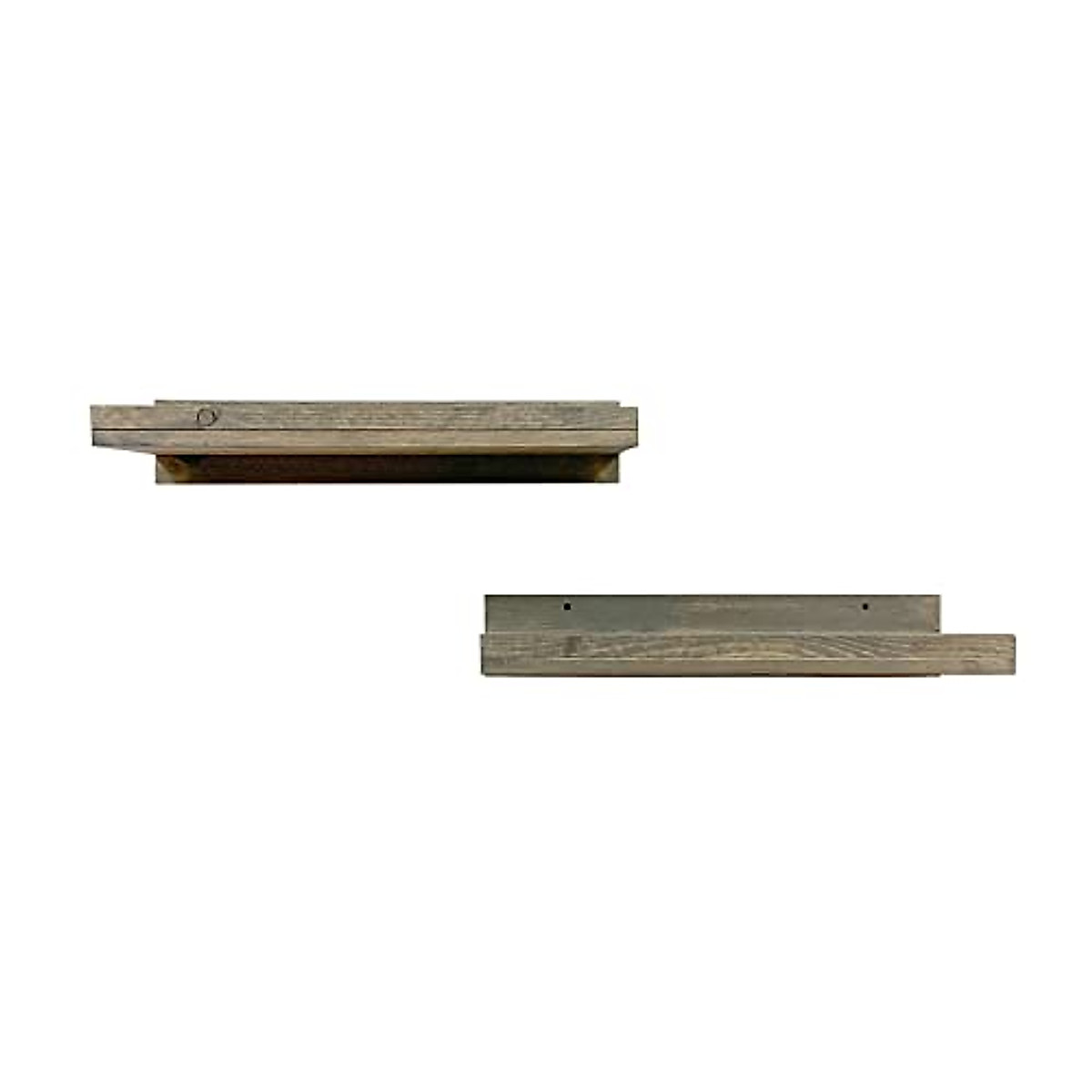 del Hutson Designs 24 Inch Rustic Luxe Farmhouse Solid Natural Pine Wood Wall Mount Display Picture Ledge Floating Shelf Pair, Gray (Set of 2)