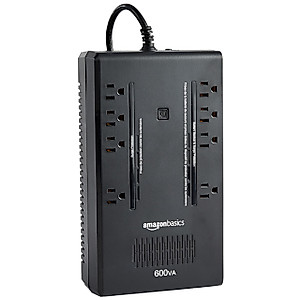 Amazon Basics Standby UPS 600VA 360W Surge Protector Battery Power Backup - 8 Outlets, Black
