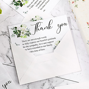 Marspark 100 Sets Funeral Thank You Cards with Envelopes and Message Thank You Sympathy Cards Inside Memorial Card Bereavement Cards with Stickers for Funeral Loved Ones Celebration of Life(Lily)