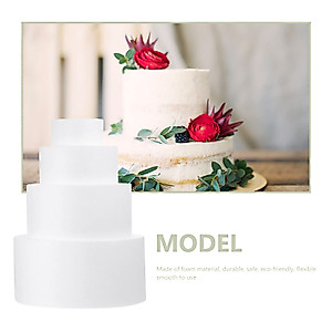Artificial Cake Round Foam Cake Dummy Set:4pcs Tall Fake Wedding Cake DIY Foam Cake Modelling Party Decoration for Display, Arts and Crafts (6, 8, 10, 12 Inches) Cake Decorating Stand