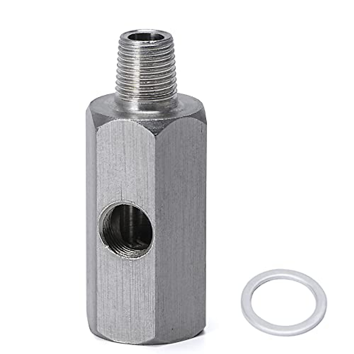 1/8'' BSPT Oil Pressure Sensor Sendor Tee Adapter to 1/8 NPT Gauge T-Piece Stainless Steel