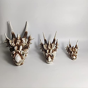 AzjioLi Aquarium and Fish-Tank Decorations Reptile-Hide Terrarium-Décor - Dragon Imitation Skull Model(Medium)