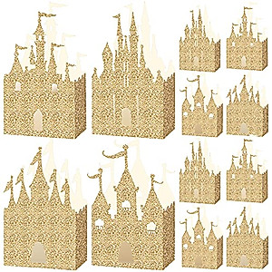 20 Pieces Gold Castle Box Princess Candy Glitter Favor Treat Boxes Party Decorations Baby Shower Wedding Supplies