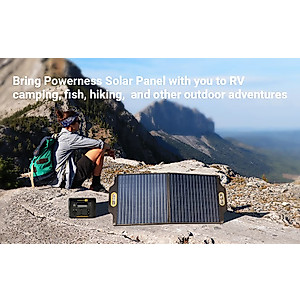 Powerness Solar Generator 300 Portable Power Station 296Wh with 80W Portable Solar Panel, Battery Powered Generator with 2x300W AC Outlets (Surge Power 600W) and PD 60W In/output for Outdoor Camping