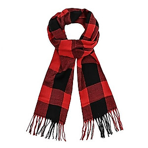 vimate Black Red Buffalo Checks Scarf, Super Soft Luxurious Cashmere Feel unisex for Men and Women Winter Scarf (US-Black Red Buffalo Checks)