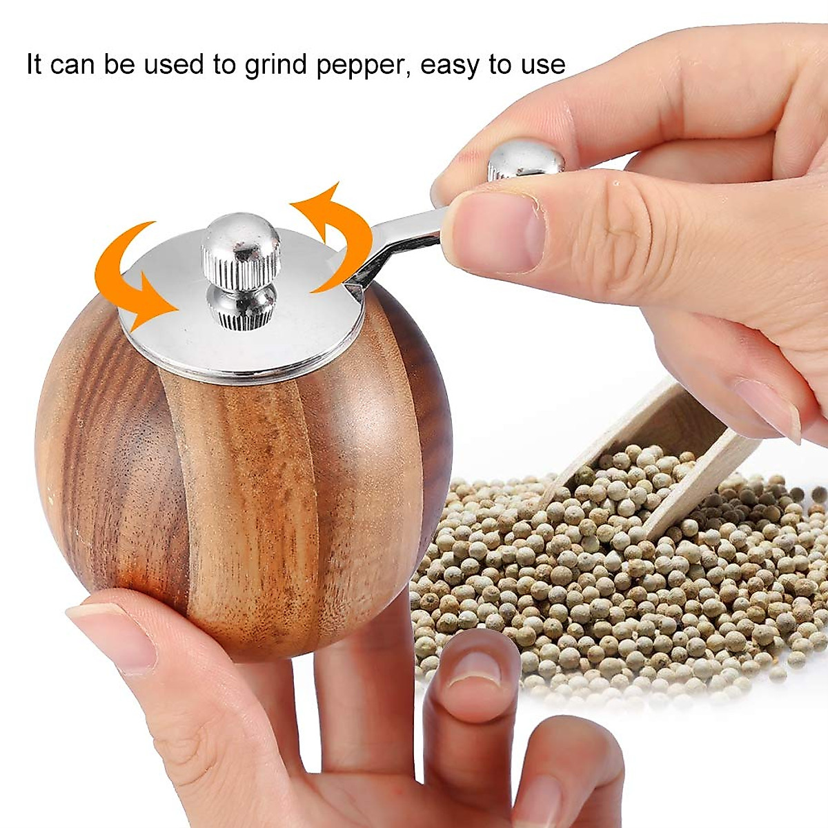 Pepper Mill, Wood Pepper Mill Grinder Spherical Muscat Mill Manual Pepper Mill Bottle Nut and Hard Spice Grinder for Kitchen