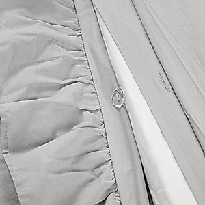 Lush Decor Reyna 3-Piece Ruffled Cotton Duvet Cover Bedding Set, Full/Queen, Light Gray