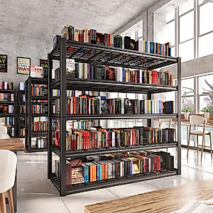 REIBII 3010LBS Storage Shelves 48.2'' W Garage Shelving Heavy Duty Shelving 5 Tier Adjustable Metal Shelves for Storage Rack Wire Shelving Industrial Utility Shelf 48.2'' W X 24.5'' D X 72'' H