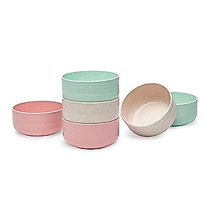 V TOWER Microwave Safe Bowls Set 13oz - 6 Wheat Straw Bowls Stylish Small Bowls Strong and Unbreakable for Dinner
