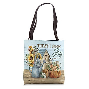 Chickadee Bird Flower Garden Today I Choose Joy Jesus Tote Bag