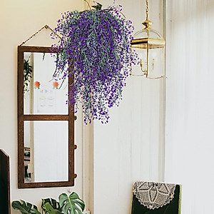 Uieke Pack of 4 Artificial Hanging Plants 2.7FT Artificial Ivy Leaf Plants Vine Hanging Garland Fake Vines Plastic Fake Plants Home Room Kitchen Outdoor Garden Office Wedding Wall Decor Purple