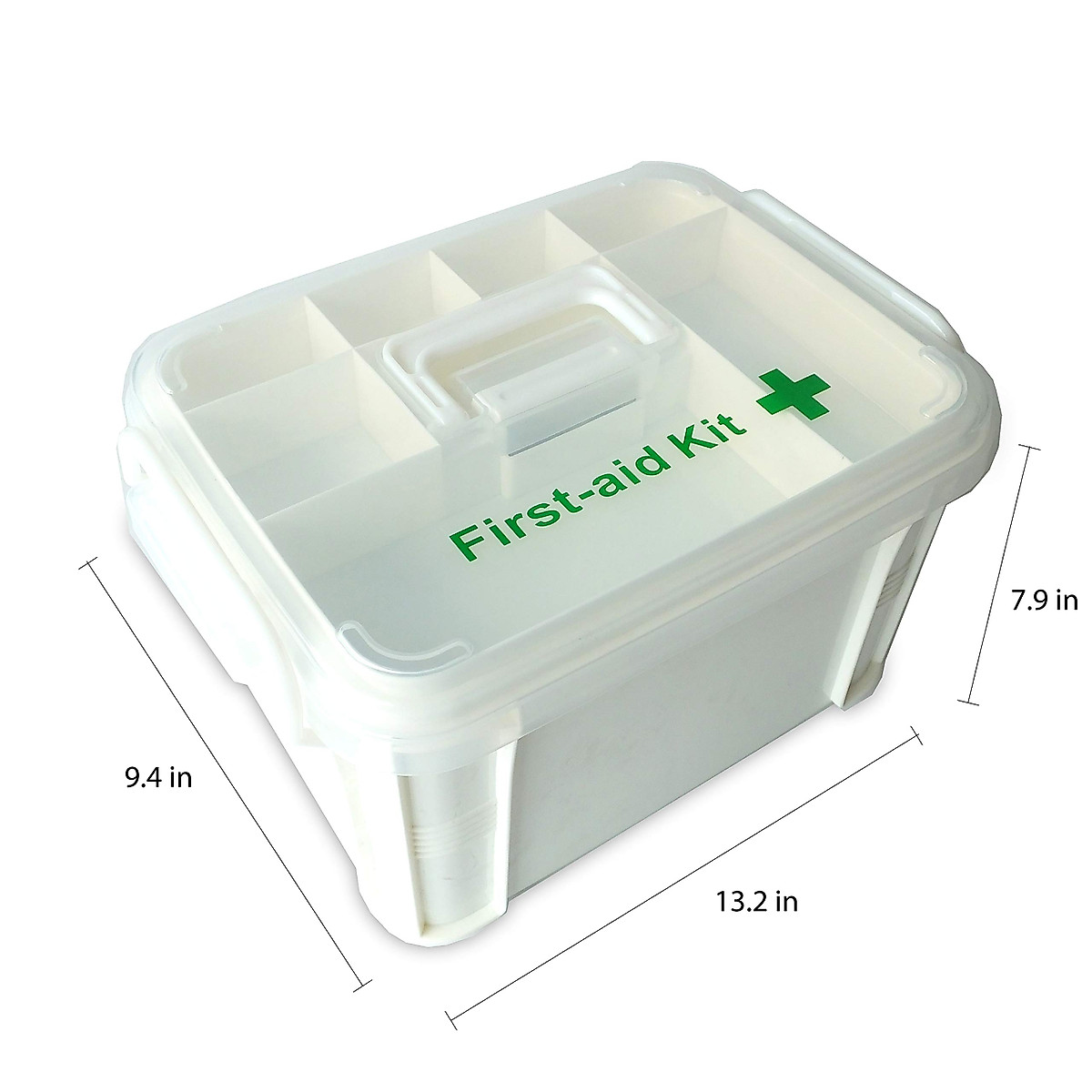 Portable handled medicine first aid box plastic medicine basic organizer holder. Family small safety emergency medical storage box kit travel, car, home, camping, office, vehicle + pill cutter (empty)