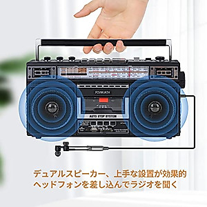 Portable Cassette Player Boombox AM/FM/SW1/SW2 Radio Tape Player Recorder with Bluetooth Microphone
