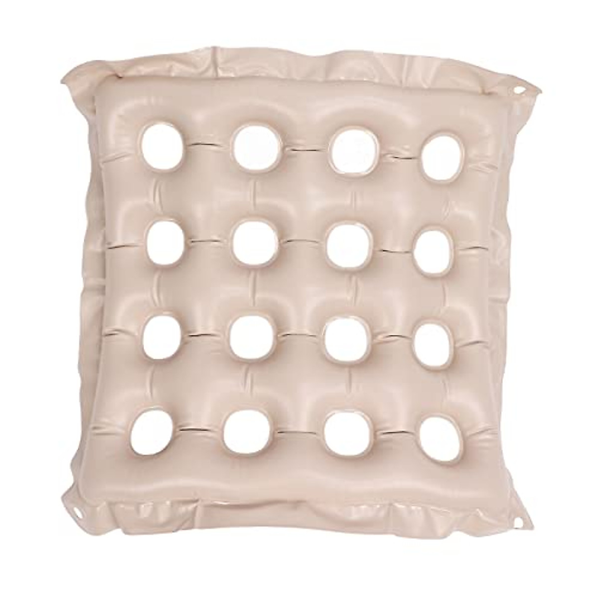 Inflatable Seat Cushion, PVC 16 Holes Inflatable Chair Cushion Anti Decubitus Ergonomic Chair Cushion Coccyx Sciatica Chair Pad Ideal for Long Sitting with Pump Beige