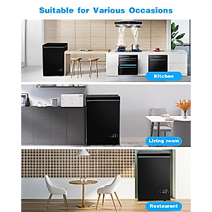 Iorbur FLG-100Q-Black 7.0 Cu.Ft Chest, Adjustable 7-Gear Temperature Control, with Removable Baskets, Deep Compact Freezer for Home, Kitchen, Garage, Office, Shop, RVs-Black