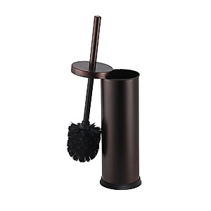 Home Basics Toilet Bowl Brush with Holder For Bathroom Storage, Bronze