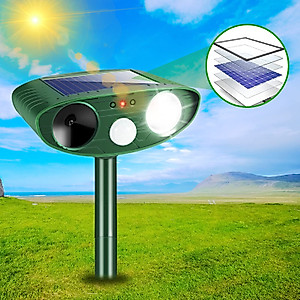 2024 Upgraded Solar Animal Repeller with Motion Sensor Ultrasonic Cat Repellent Outdoor Coyote Deterrent Solar Deer Repellent Devices to Scare Squirrel Raccoon Rabbit Skunk Repellent for Yard (2)