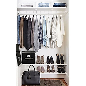 EarthWise Storage Bin Basket Box Collapsible Container Foldable Stackable Fold Flat Shelf Cabinet with Lid Cube Organizers (Set of 3) 1 Large 2 Medium (Black/Grey)