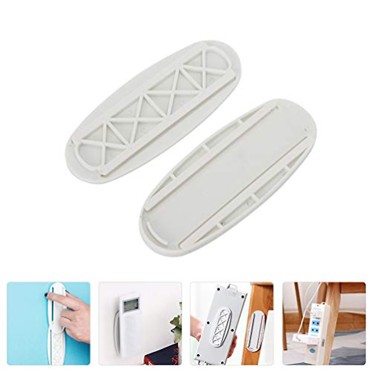 Cabilock 10pcs Power Strip Socket Fixator Wall Mount Power Strips Cable Organizers Punch Free Self Adhesive Socket Remote Control Holder for Home 10Ã—3.7cm