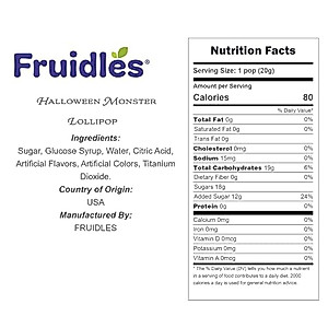 Fruidles Halloween Monster Lollipop, Monster Variety Suckers Candy, Great for Halloween Goody Bag Fillers, Individually Wrapped (Half-Pound)