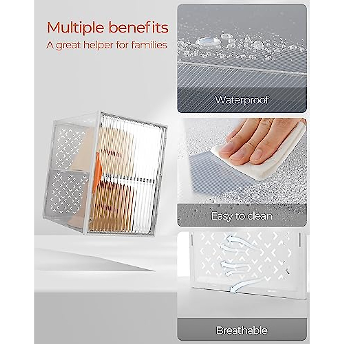 DINMO 10 Packs Shoe Box with Dividers, 20 Pairs, Clear Shoe Storage Organizer, Space Saving for Closet, Visualization, Foldable, White Transparent