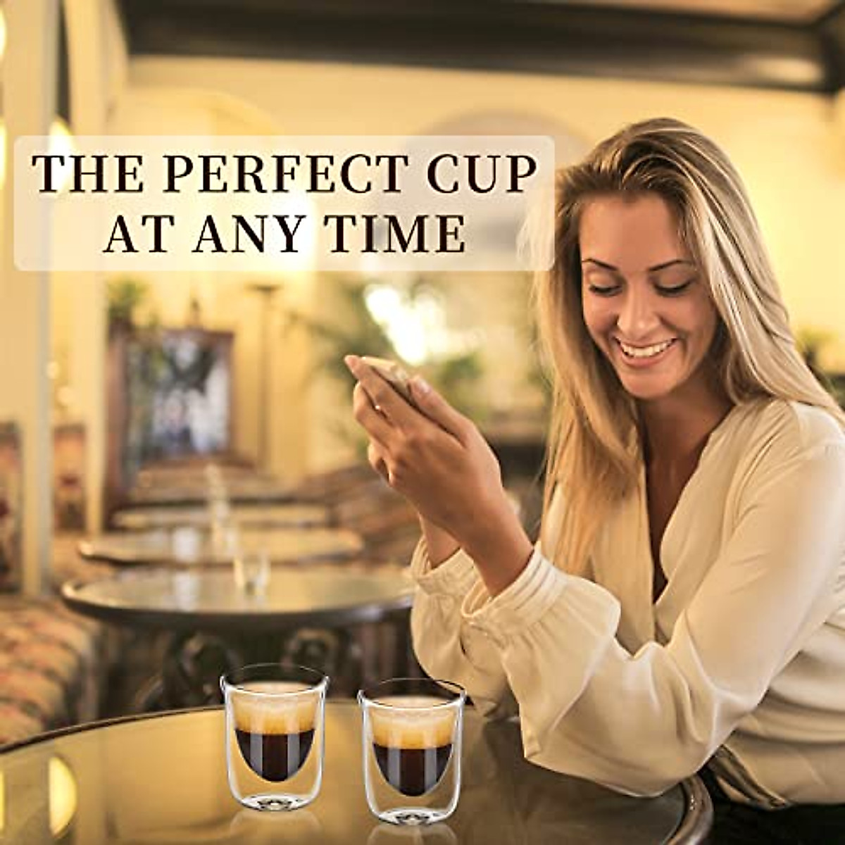 PARACITY Espresso Cups Set Of 2, 2 Oz Espresso Shot Glass, Espresso Mugs, Doubled Clear Insulated Borosilicate Glassware, Tazas De Cafe Expreso, Small Coffee Cups for Espresso Machine Accessories