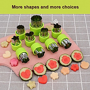 LENK Vegetable Cutter Shapes Set,Mini Pie,Fruit and Cookie Stamps Mold,Cookie Cutter Decorative Food,for Kids Baking and Food Supplement Tools Accessories Crafts for Kitchen,Green,9 Pcs