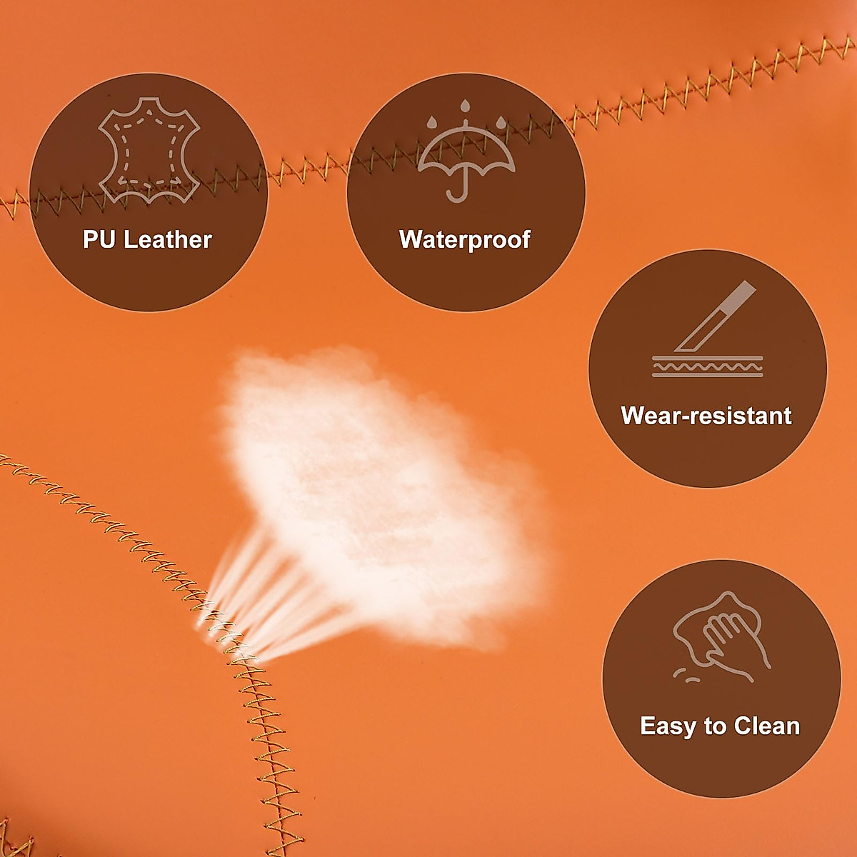 Youhauchair Bar Stools Set of 2, PU Leather Counter Height Barstools with Back, Height Adjustable Swivel Bar Chairs, Modern Armless Kitchen Island Stool, Orange