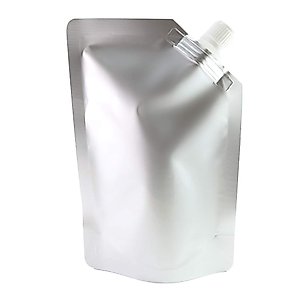50pcs Heavy Duty Silver Screw Cap Lid Spout Reusable Drinking Pouch w/Free Funnel (3.5oz, Silver)