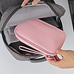Bevegekos Tech Organizer Travel Case, Carry On Essentials Pouch Bag for Electronics & Accessories (Light Pink, Medium)