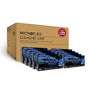 Microflex MF-300-M Diamond Grip Exam Gloves, PF Latex, Textured Fingers, Medium, 100 per Box, 10 Box per Case (Pack of 1000)