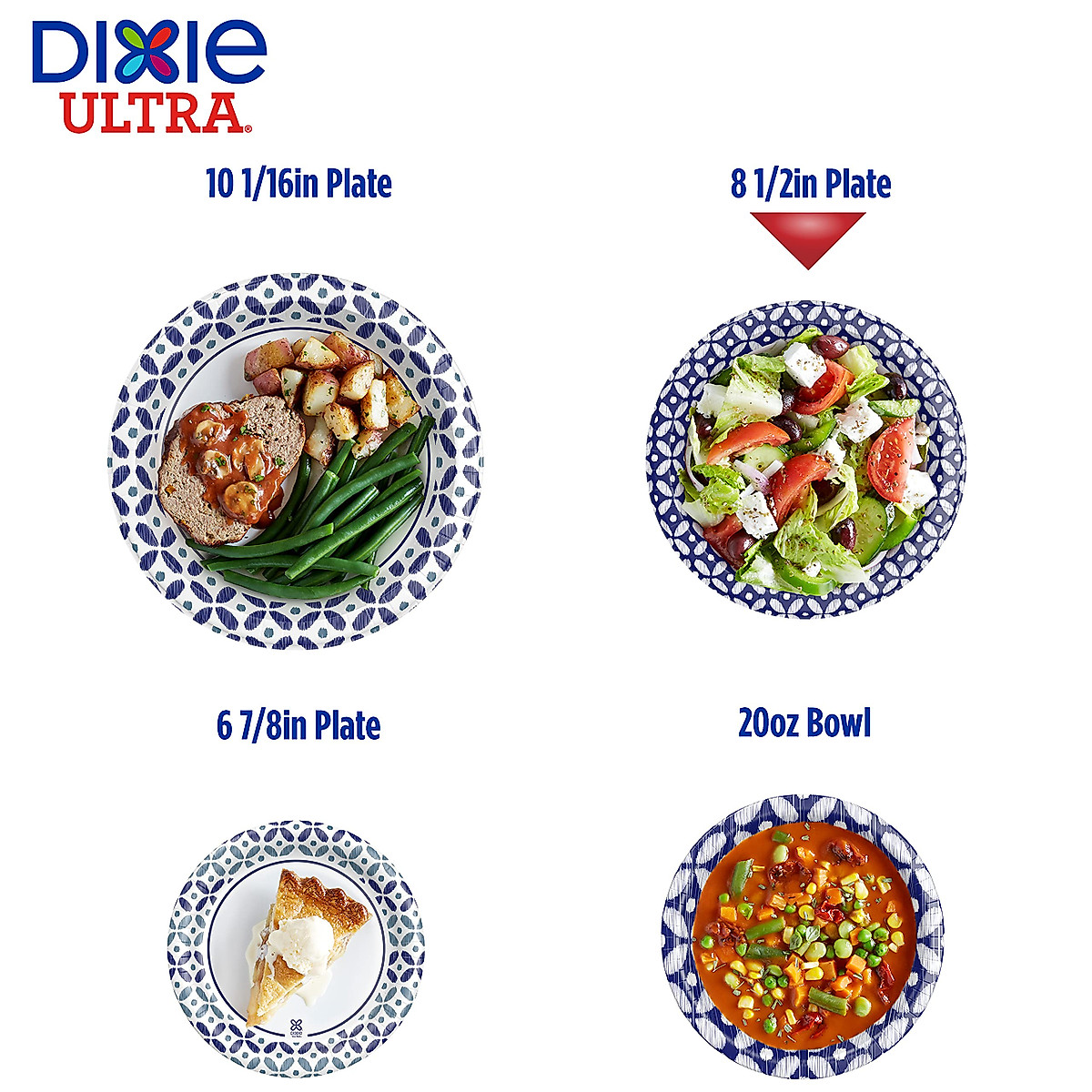 Dixie Ultra Disposable Paper Plates, 8 ½ inch, Lunch or Light Dinner Size Printed Disposable Plates, 300 count (10 Packs of 30 Plates), Packaging and Design May Vary