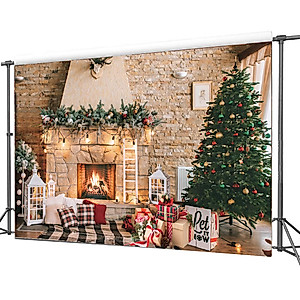 Dudaacvt 8x6ft Christmas Fireplace Theme Backdrop for Photography Christmas Photography Backdrop Merry Xmas Sock Gift Decorations Family Party Party Su pplies Banner Booth Props D470