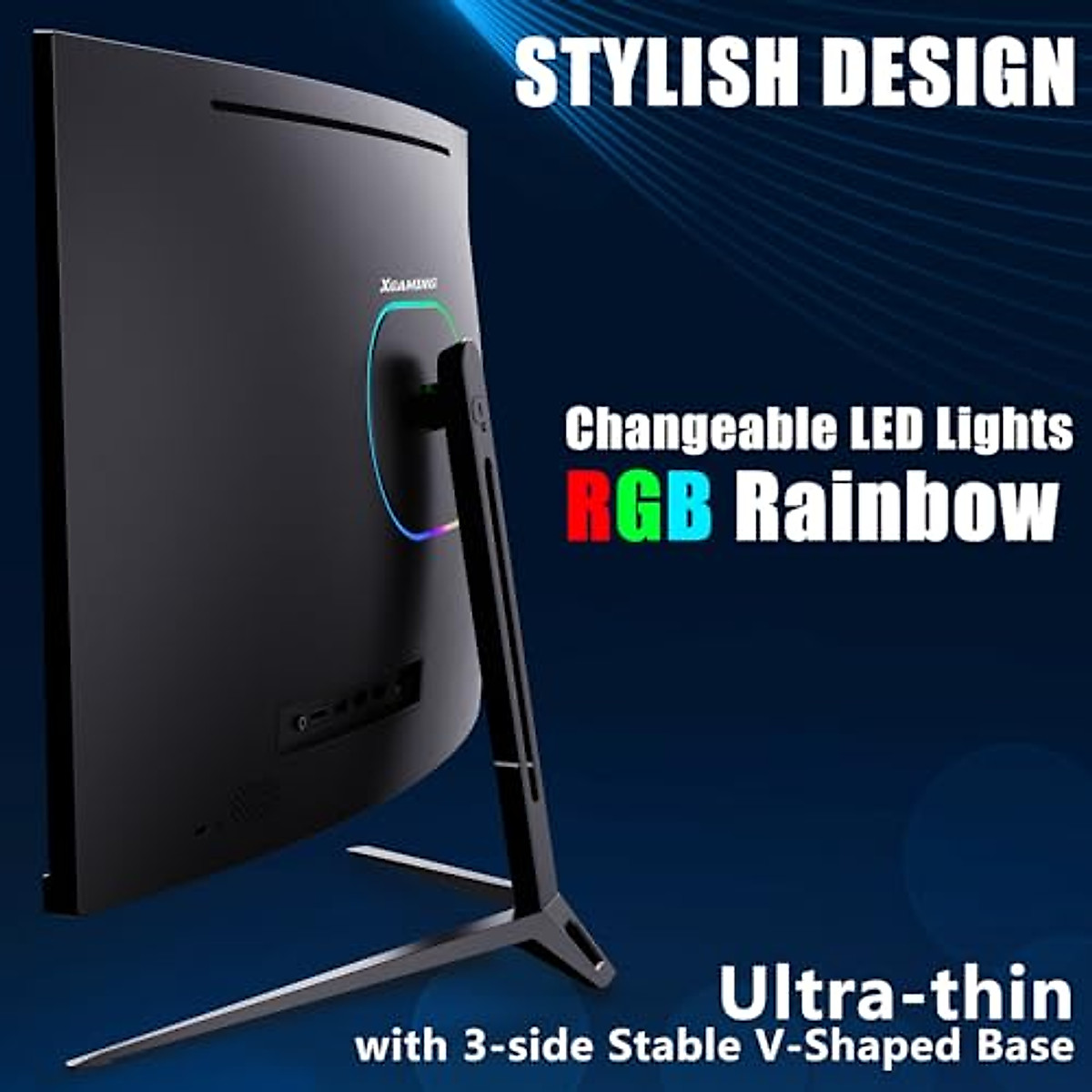 27 Inch Curved Monitor, QHD 2560 x 1440p 165Hz 2K Gaming Computer Monitor, 1ms, 98% sRGB HDR 16:9 Wide Display, 1500R Curved, FreeSync, Eye Care, Built-in Speakers, HDMI DisplayPort,VESA, Adjustable