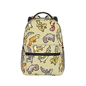 ILEABEC Backpack for Women Men Leopard Gecko Lightweight Laptop Backpack Durable Gym Backpacks Casual Daypack