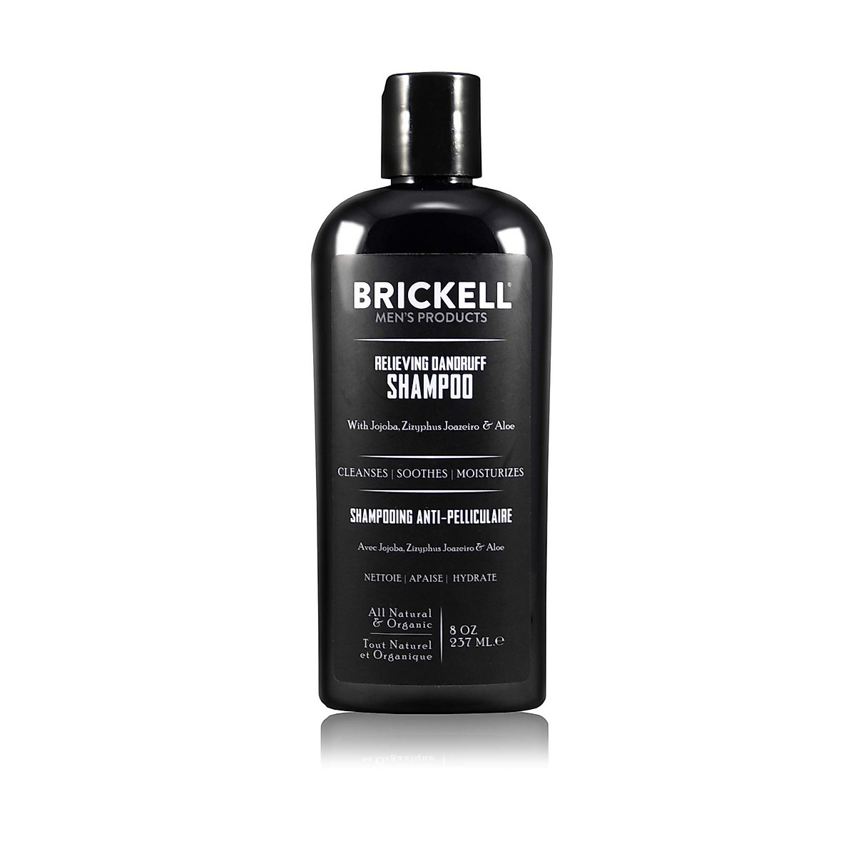 Brickell Men's Relieving Dandruff Shampoo For Men, Natural & Organic, Soothes and Eliminates Dandruff with Ziziphus Joazeiro, Aloe and Jojoba Oil (8 oz)