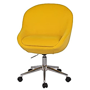 ANOUR Velvet Home Office Desk Chair,Modern Task Chair with Upholstered Backrest,360° Swivel Adjustable Armchair for Office,Home,Living Room,Bedroom Yellow