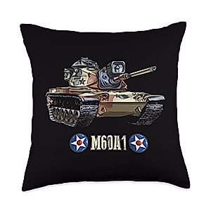 Cold War American Tank M60 Armor Cold War American M60A1 Heavy Tank Throw Pillow, 18x18, Multicolor