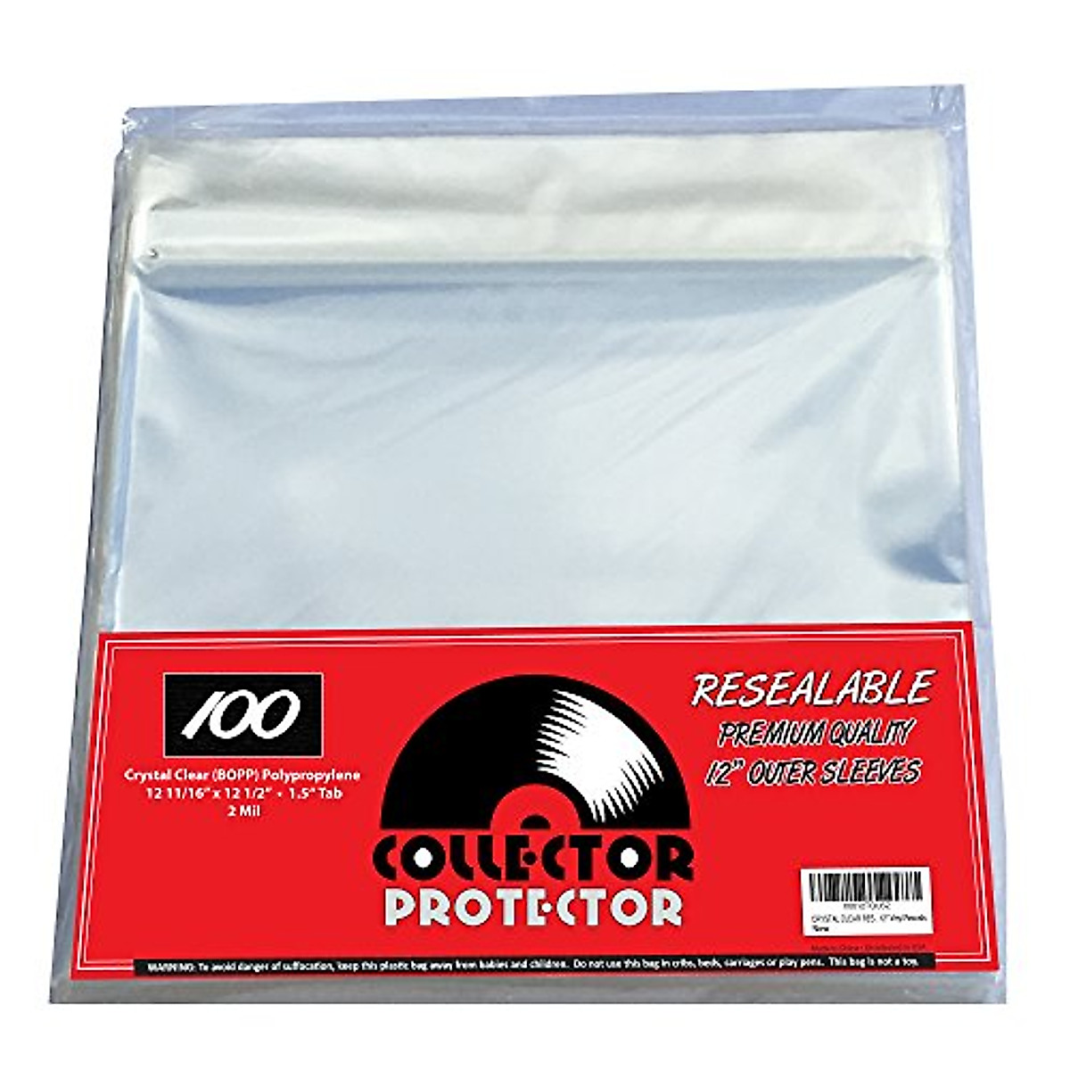 Premium Record Sleeves for Your 12" Record Covers. (100) Crystal Clear No Haze Outer Record Sleeves with Resealable Flap for Complete Protection of Your Album Covers