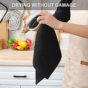 Homaxy Kitchen Towels, 13 x 28 Inches, Trendy Stripes Design, Premium Cotton Waffle Weave Super Soft and Absorbent Dish Towels Quick Drying Hand Towels for Kitchen, 4 Pack, White & Black