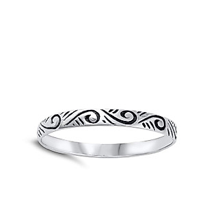 Etched Oxidized Filigree Swirl Fashion Ring New .925 Sterling Silver Band Size 3