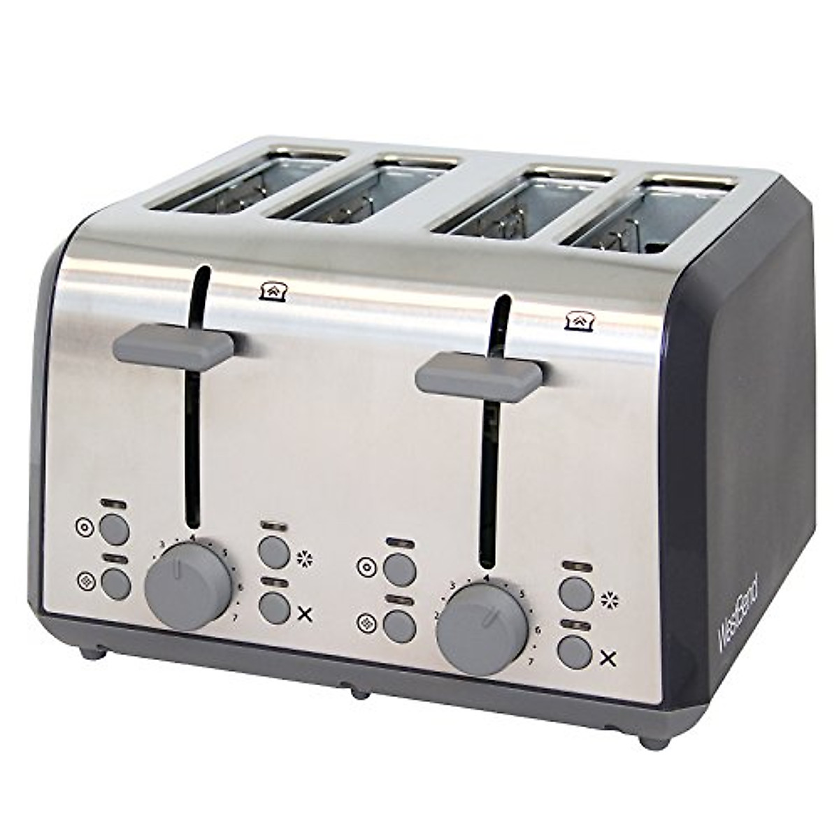 West Bend 4 Slice Toaster with Extra Wide Slots, Bagel Settings, Ultimate Toast Lift and Removable Crumb Tray, Silver