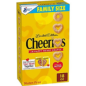 Cheerios Heart Healthy Cereal, Gluten Free Cereal with Whole Grain Oats, Family Size, 18 OZ