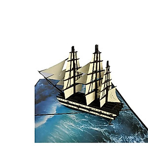 Amerigo Ship 3D Pop Up Card for Father's Day, Retirement Card, Birthday Gift for Him, Card for Dad, Husband, Brother, Son, Grandpa, Male Colleague, S06