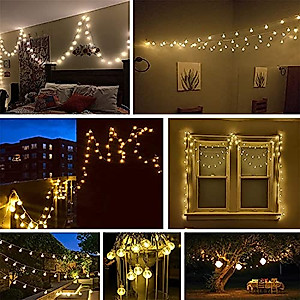 YIQU 49FT 100 LED Fairy String Lights Plug in, Extendable Globe Christmas String Lights Indoor Outdoor with 8 Modes, Fairy Lights for Bedroom Wedding Party Decoration Christmas Garden (Warm White)