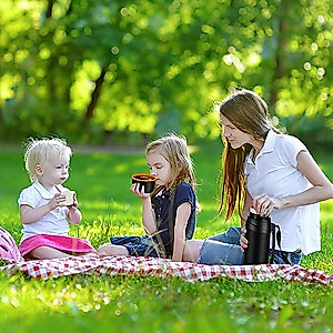 Beyoung 2000ML Large Coffee Thermoses for Cold & Hot, Portable 304 Stainless Steel Classic Vacuum Bottle with Plastic Cup and Hidden Strap for Sports Hiking Fishing (Black)