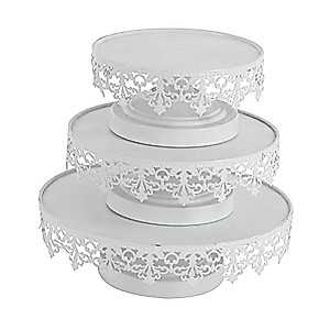 Deco 79 Vintage Metal Round Cake Stand, Set of 3 13", 10", 9"W, White